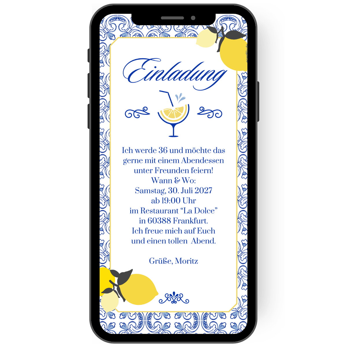 Erfrischende digitale Einladungskarten mit Zitronen für deine Feier 🍋 ...
