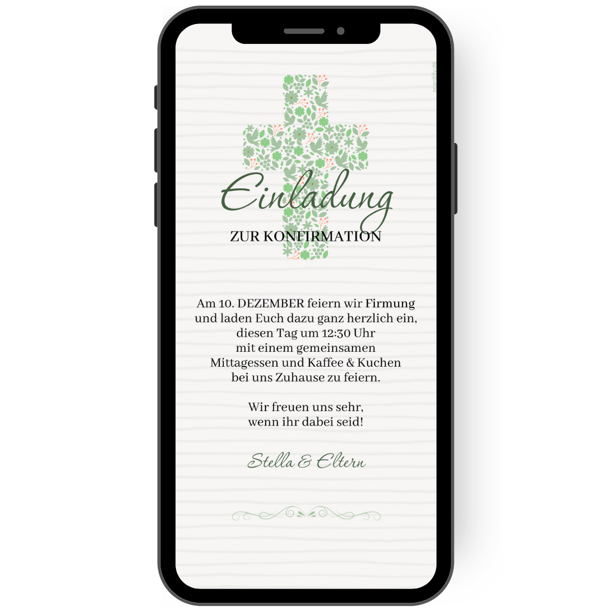 Digitale Einladung zur Firmung, Konfirmation oder Kommunion – eCARDILLY